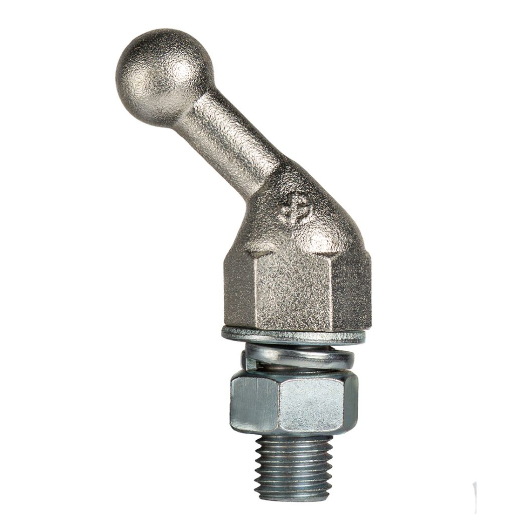 Angled short-circuiting ball-shaped point, threaded pin M16 ...